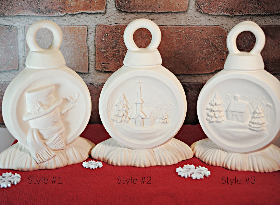 Christmas Ornaments, 3 Designs to Choose From, Ceramic Bisque ...