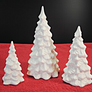 Three Trees in Ceramic Bisque, Christmas Village, Fairy Garden ...