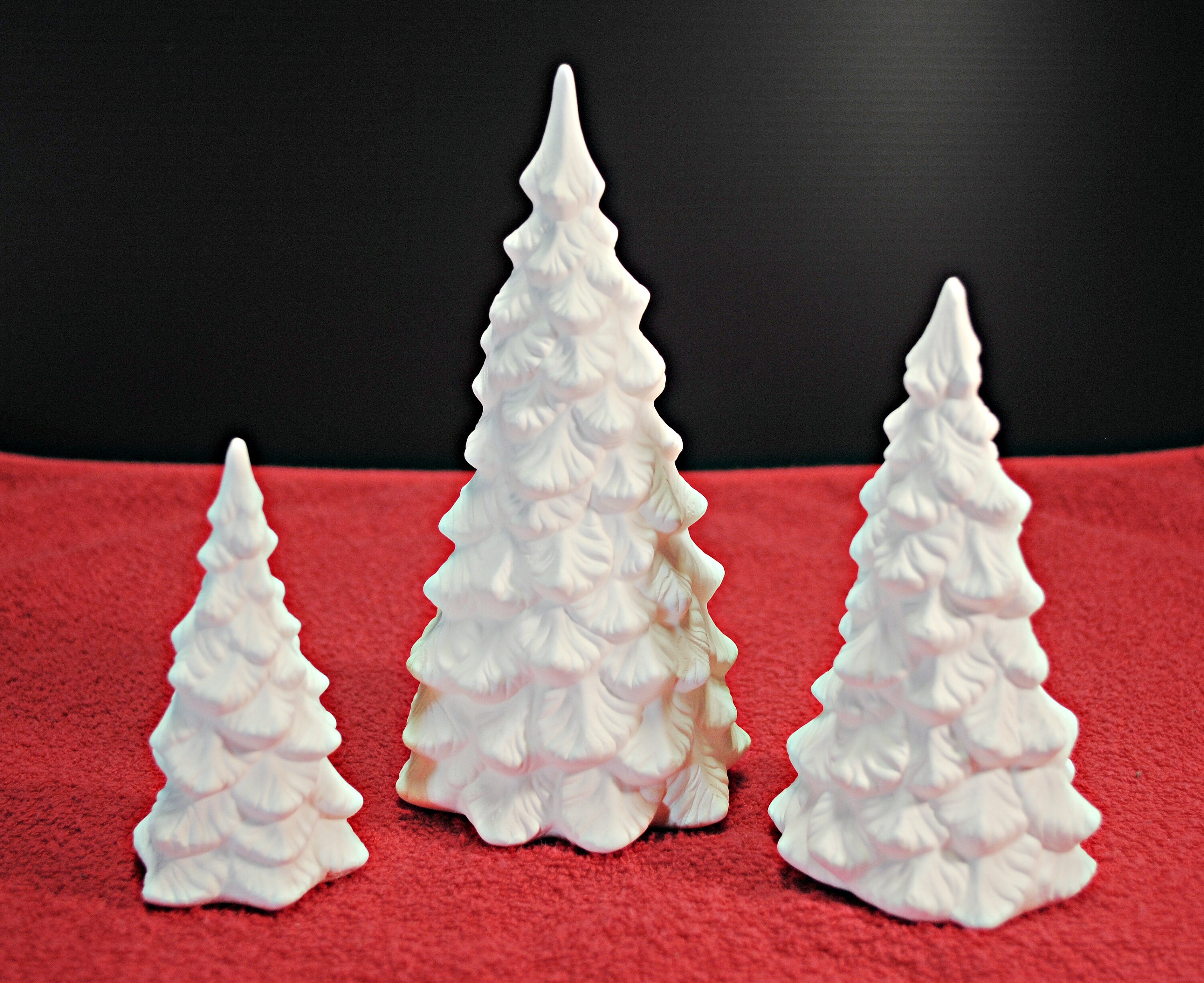 Three Trees in Ceramic Bisque, Christmas Village, Fairy Garden ...