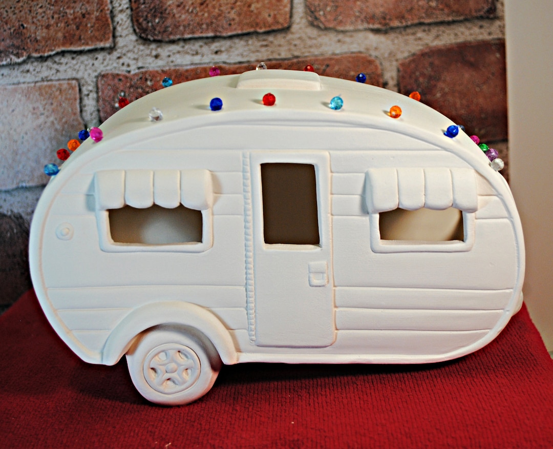 Unpainted Ceramic Bisque Camping Trailer: Ready to Paint, Hippie Decor ...