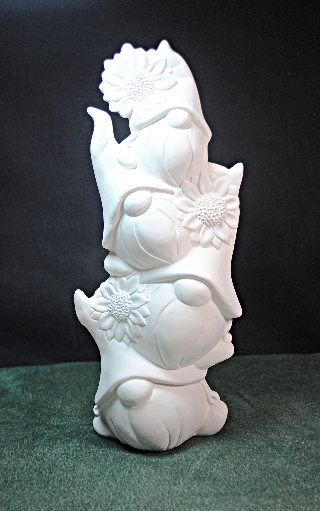 Gnome and Sunflower Stack in Ceramic Bisque, Unpainted Ceramics, Ready ...