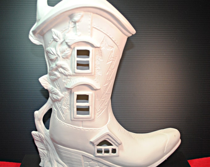 Ceramic Bisque Cowboy Boot Fairy House, Unusual Fairy Cottage ...
