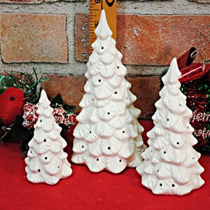 Three Trees in Ceramic Bisque, Christmas Village, Fairy Garden ...