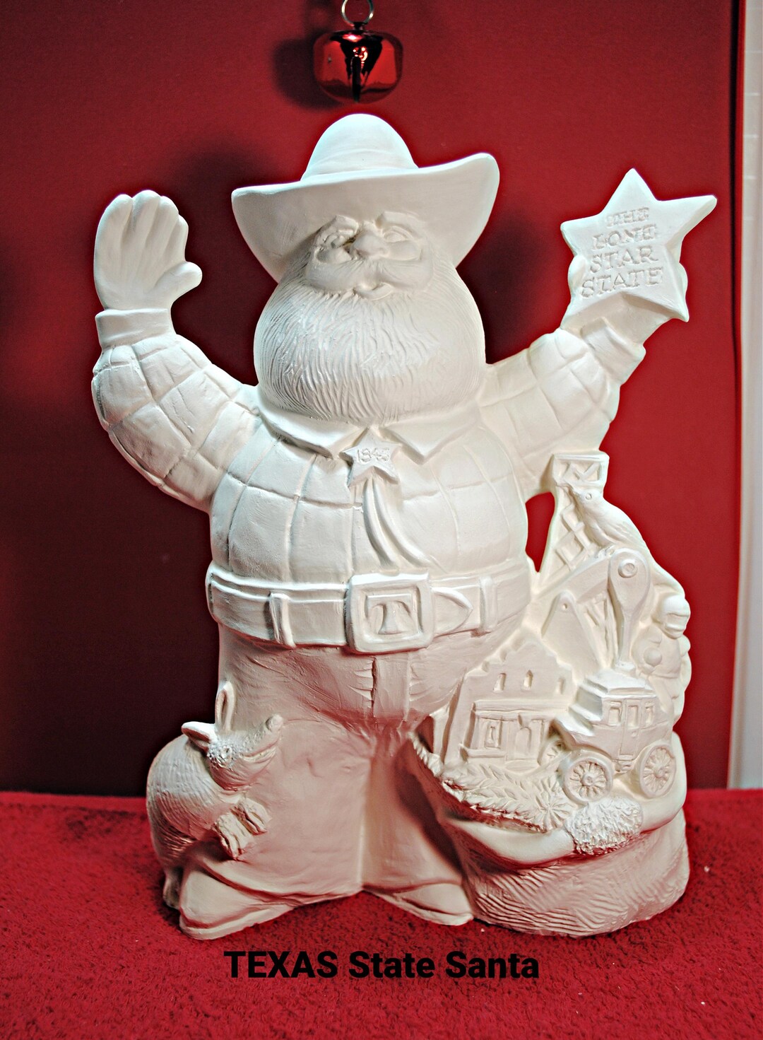 Texas State Santa in Ceramic Bisque, Unpainted Ceramics. - Etsy
