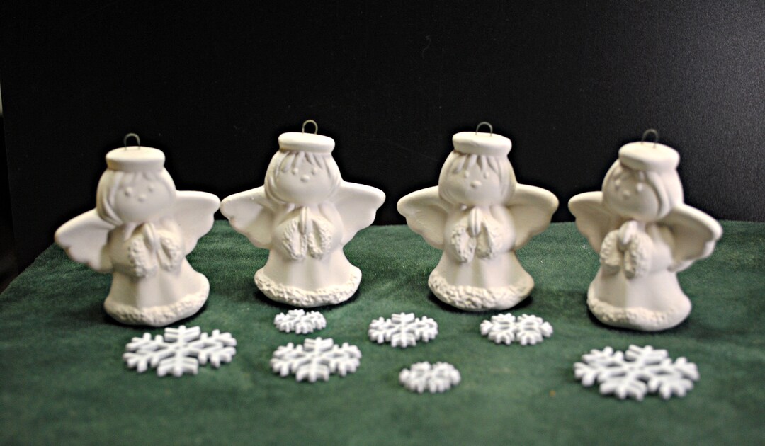 Ceramic Bisque Angel Ornaments, Set of 4, Nice Project for Kids ...