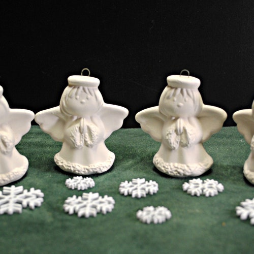 Ceramic Bisque Angel Ornaments Set of 4 Nice Project for - Etsy