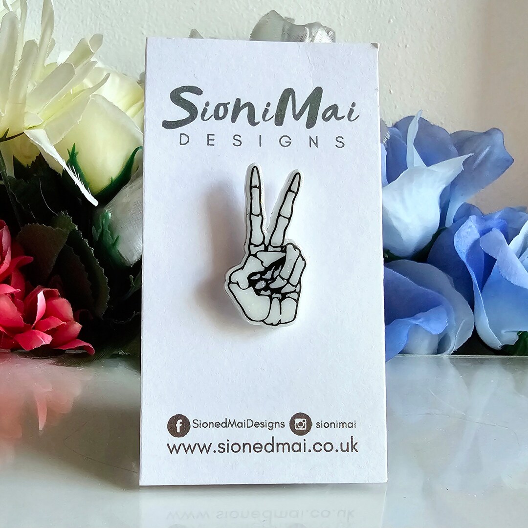 Skeleton Peace Sign Resin Pin | Hippy Goth Alternative Emo - Etsy