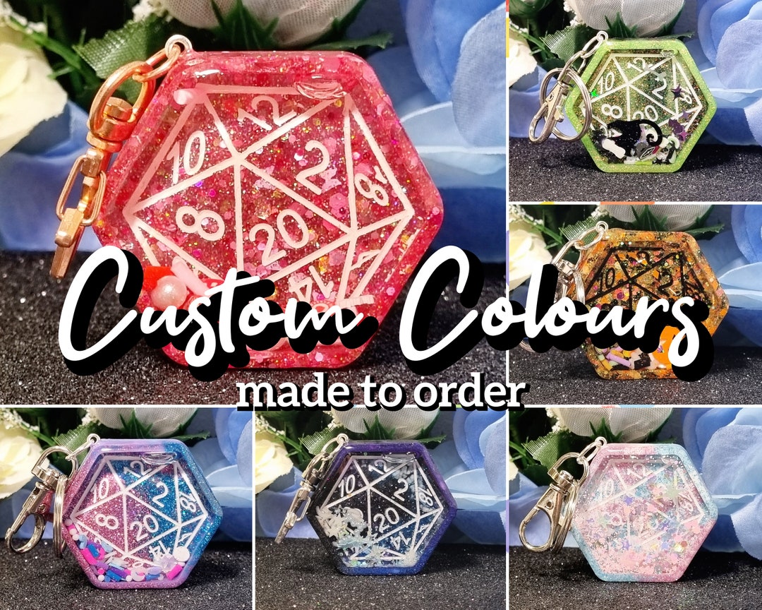 Made to Order CUSTOM D20 Dice Keychain Dnd RPG Tabletop Bag Charm Resin ...