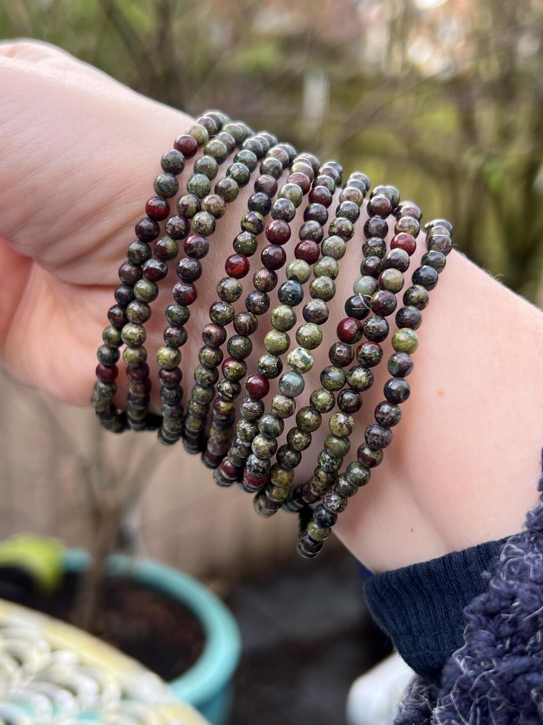 Dragon Blood Stone / Bloodstone Crystal Beaded Bracelet 4mm - Etsy