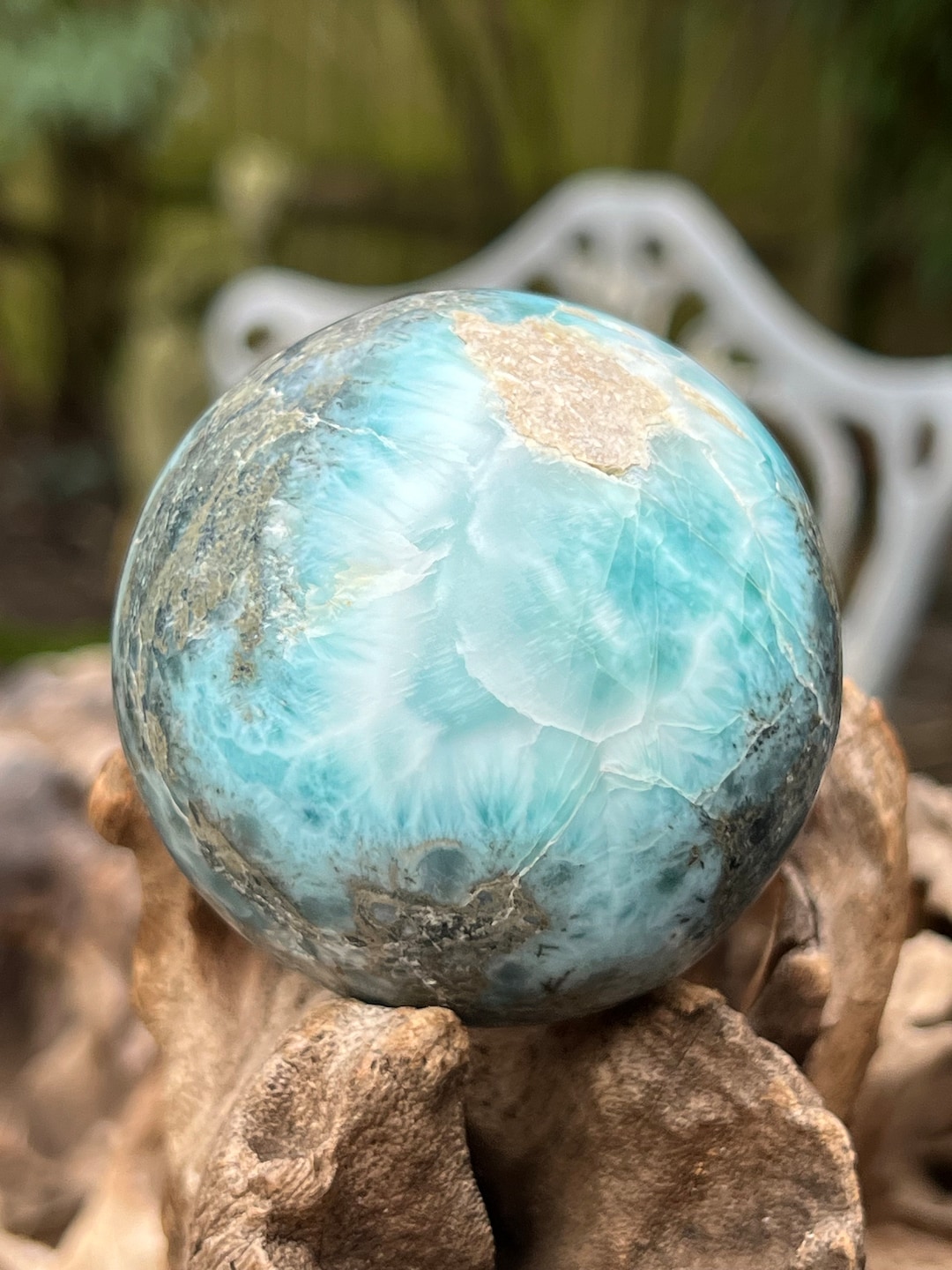 Larimar Ball Deep Blue Dolphin Stone : Peace / Love / Tranquility 330g ...
