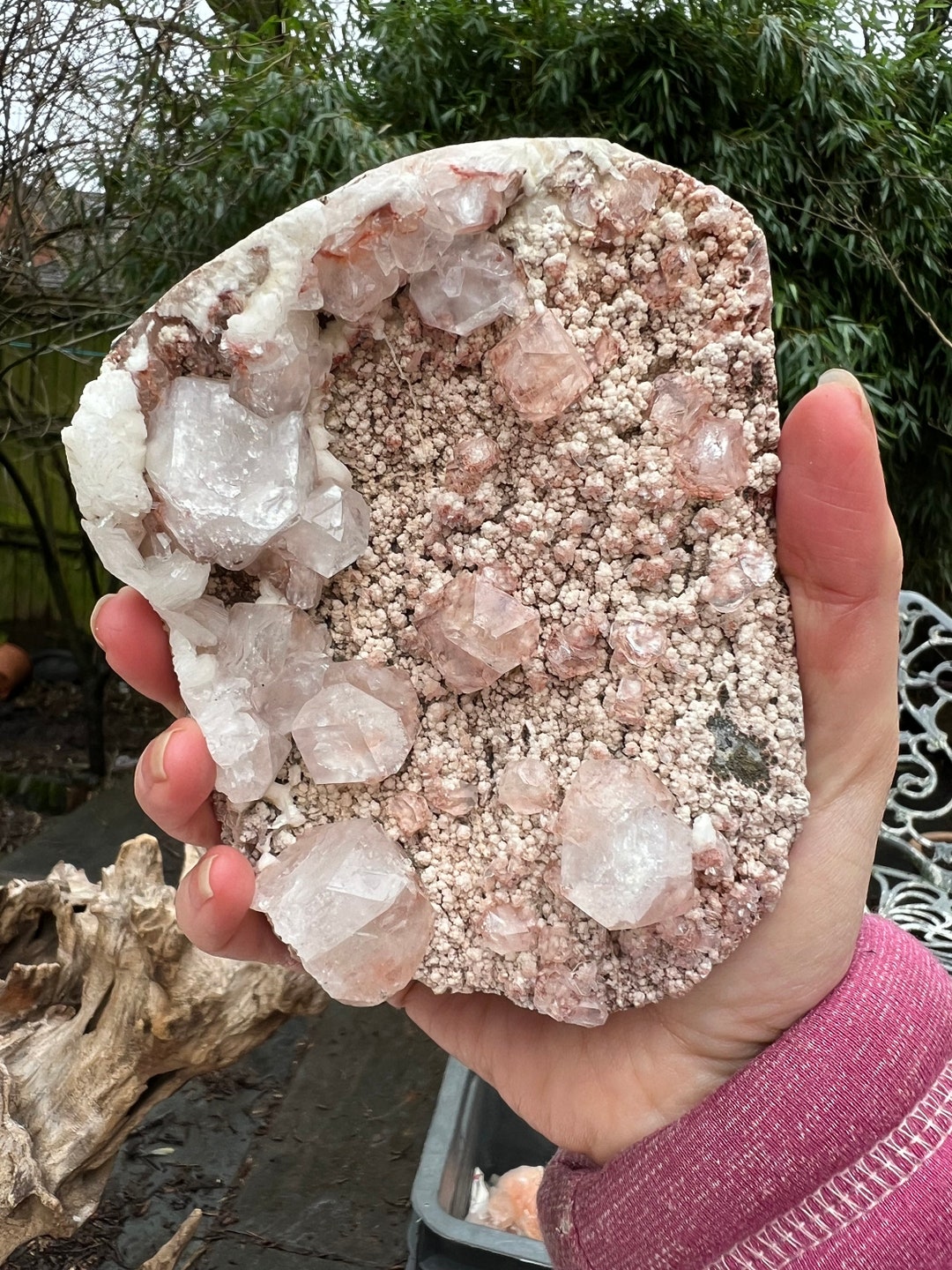 Diamond Apophyllite Crystal and Rare Pink Heulandite Druzy Cluster AAA+ ...