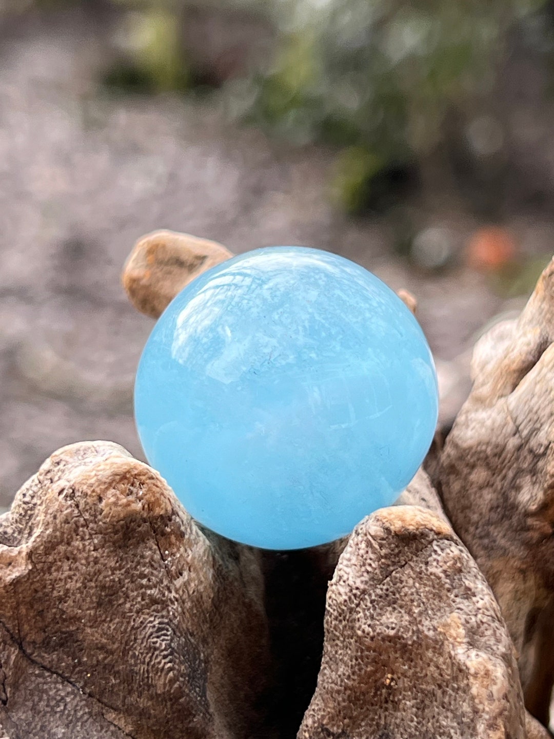 Aquamarine Gemmy Crystal Ball AAA+ : Courage / Harmony / Intuition 30mm ...