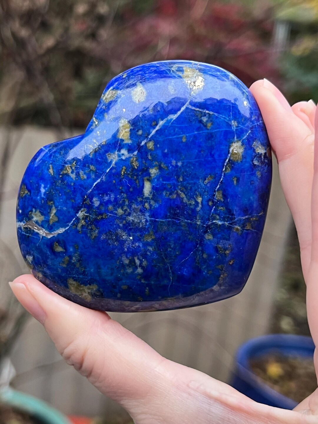 Lapis Lazuli Madani Crystal Heart AAA+ With Calcite and Pyrite 42 214g ...