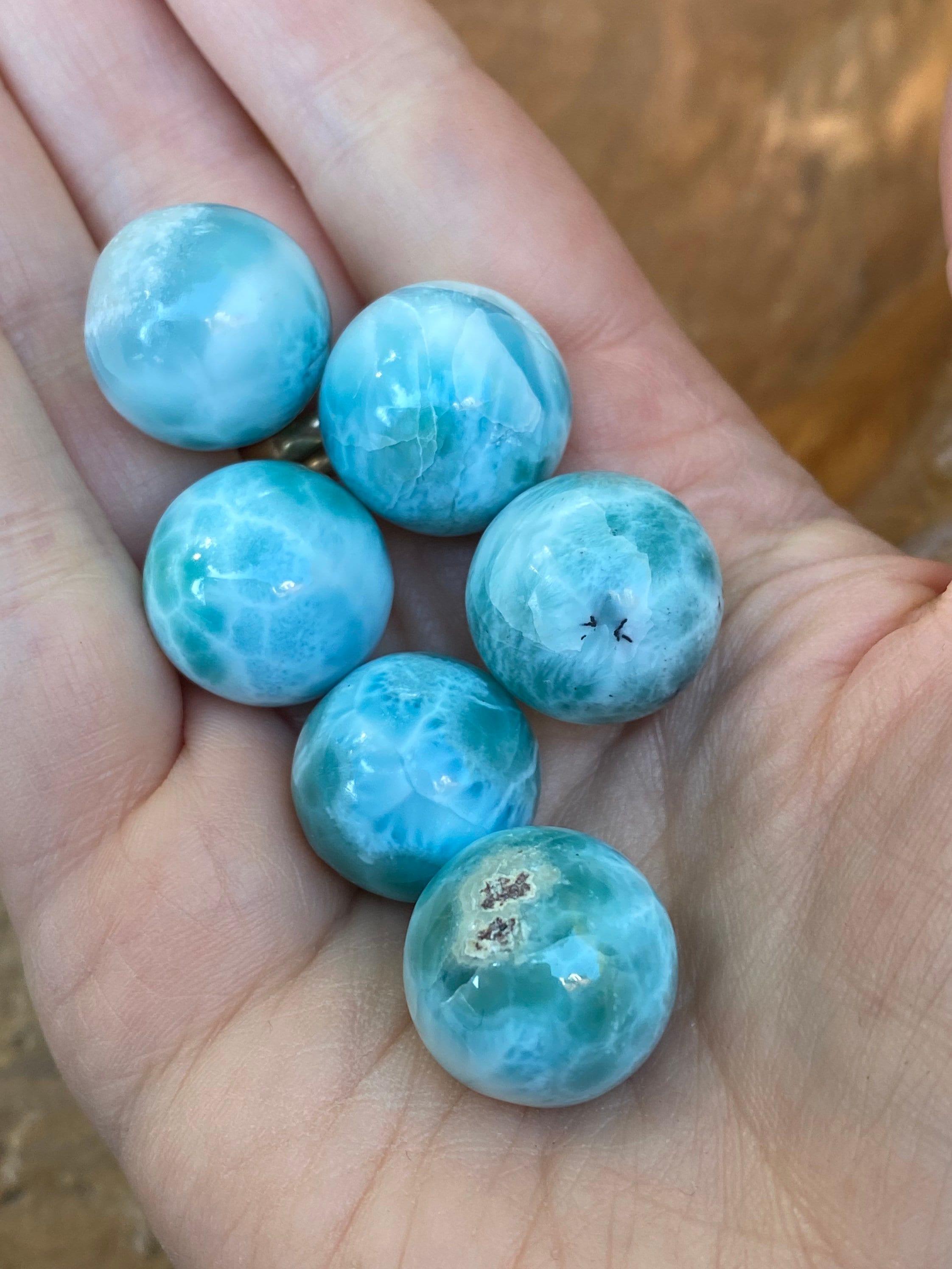 Larimar Ball Deep Blue Dolphin Stone AAA+ : Peace / Love / Tranquility ...