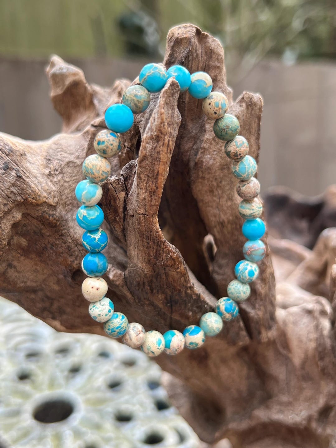 Imperial Jasper Turquoise Beaded Crystal Bracelet 6mm - Etsy