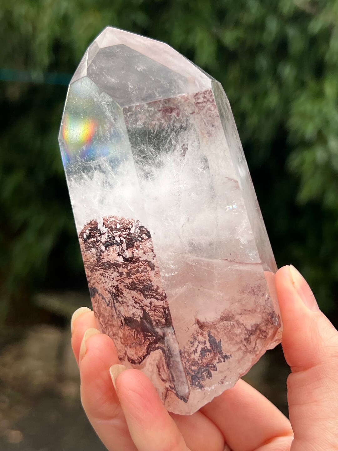 Amphibole Quartz / Angel Wing Phantom Quartz / Hematite Point 347g 27 ...