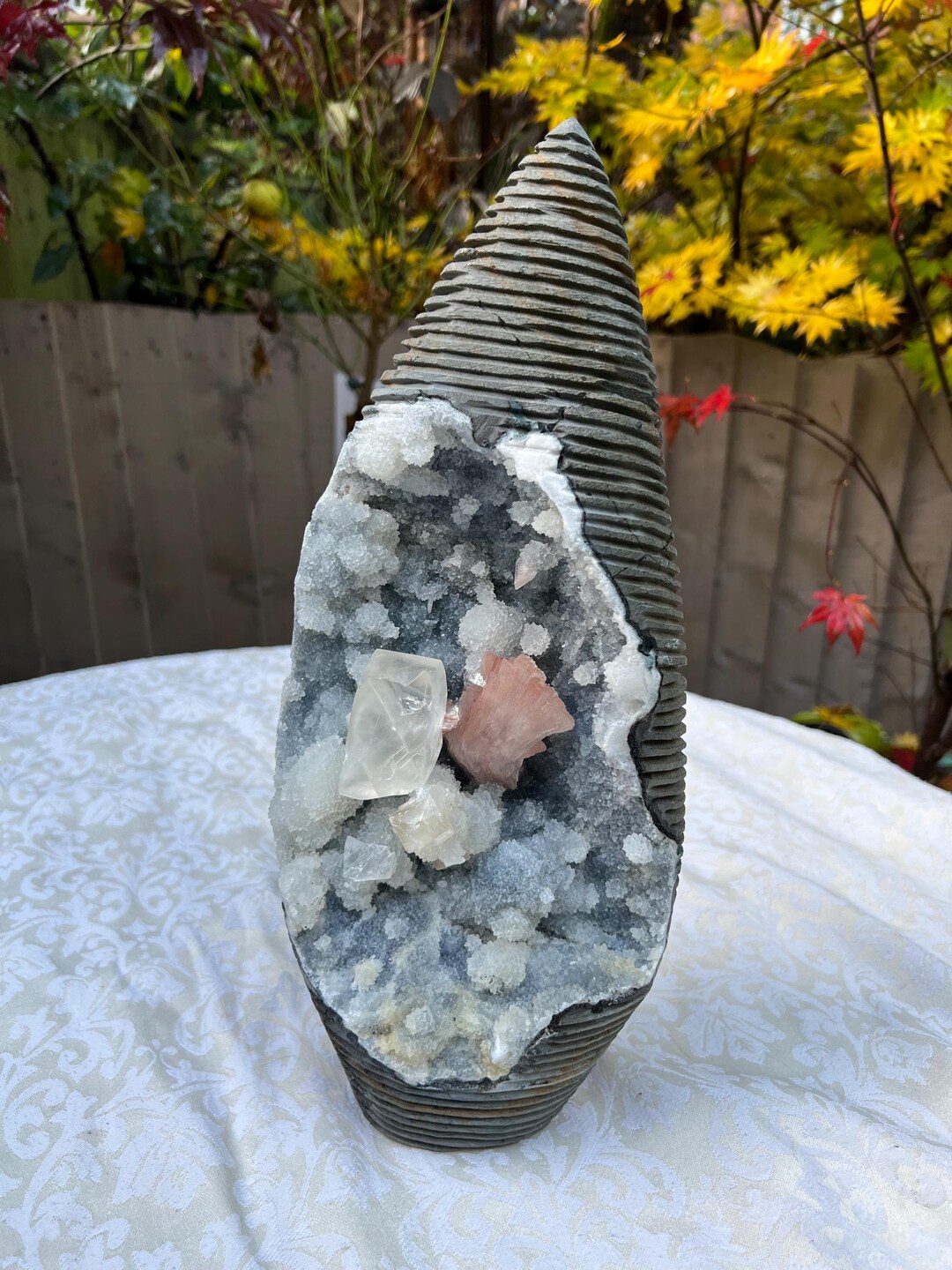 Apophyllite Crystals Geode Witches Hat / Dwarf Shape Large Open Druzy ...