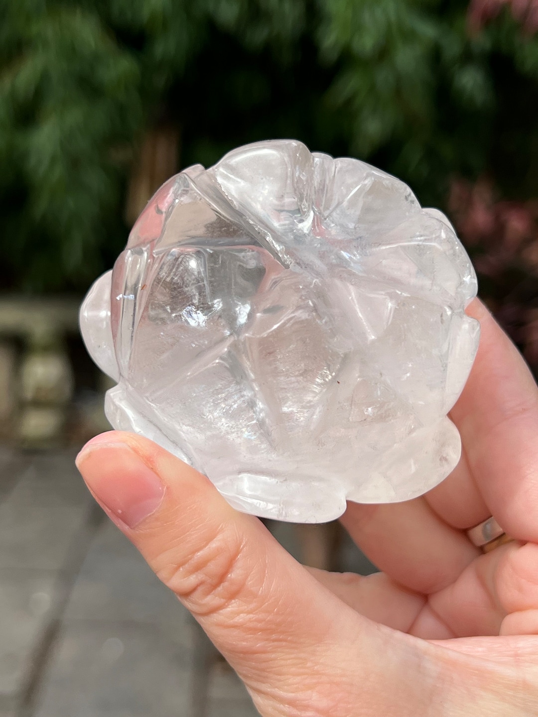 Clear Quartz Large Lotus Flower Water Lily Hand Carved in Brazil 2 - Etsy