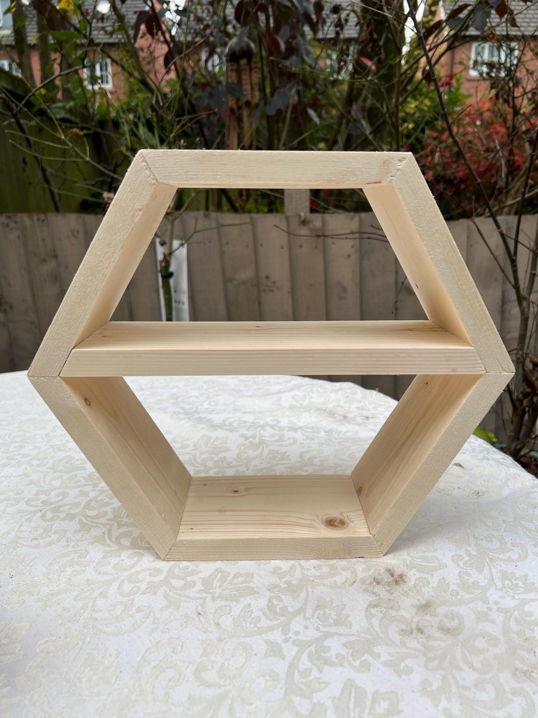 Wooden Hexagon Half Shelving Shelves Unit Suitable for Freestanding or ...