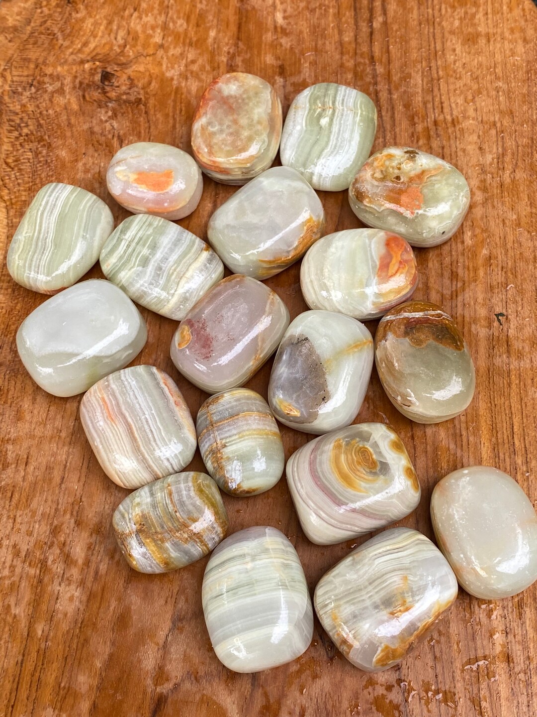 Onyx Banded Green Tumblestone - Etsy