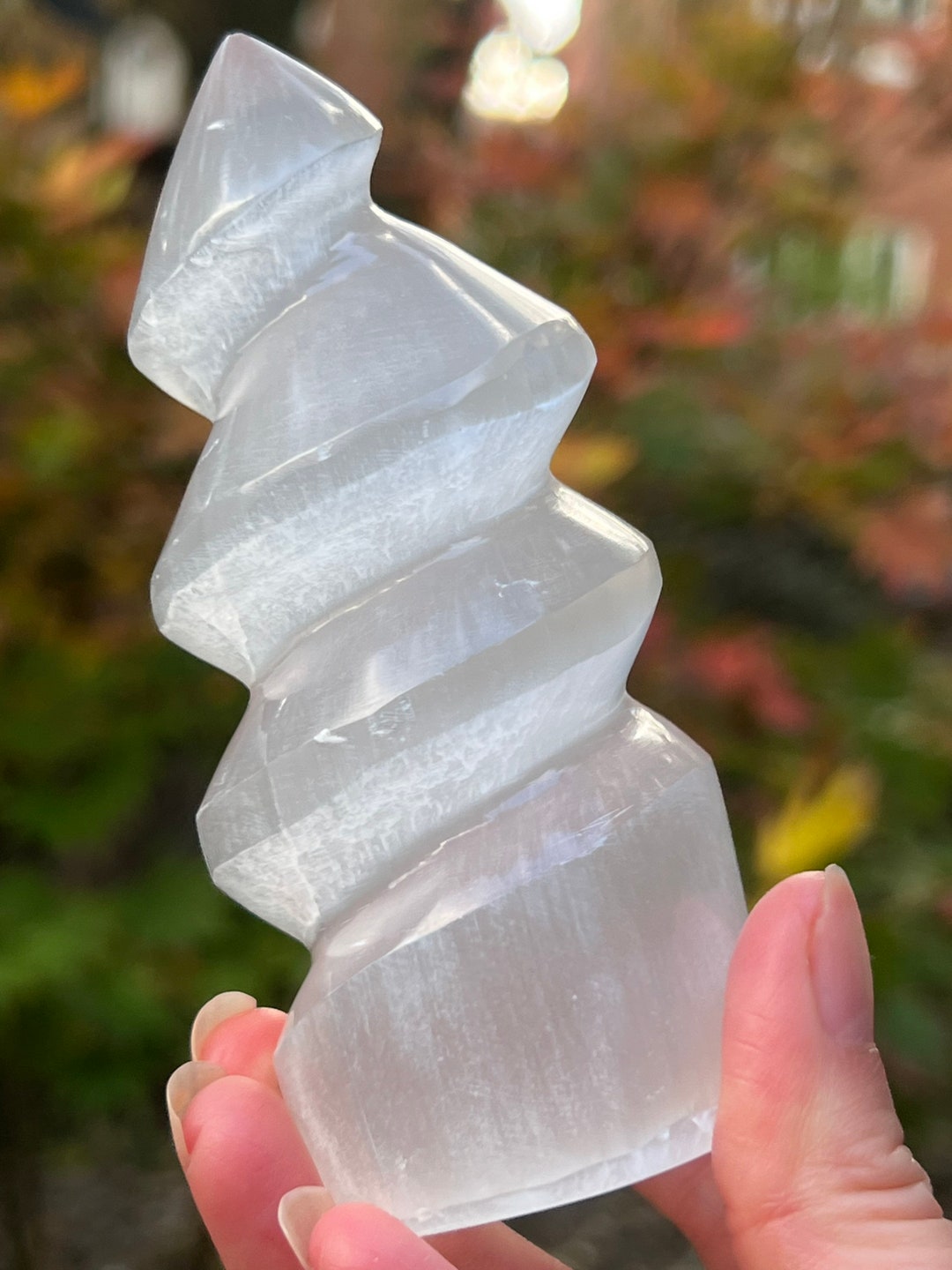 Selenite Unicorn Horn Spiral Tower AAA - Etsy