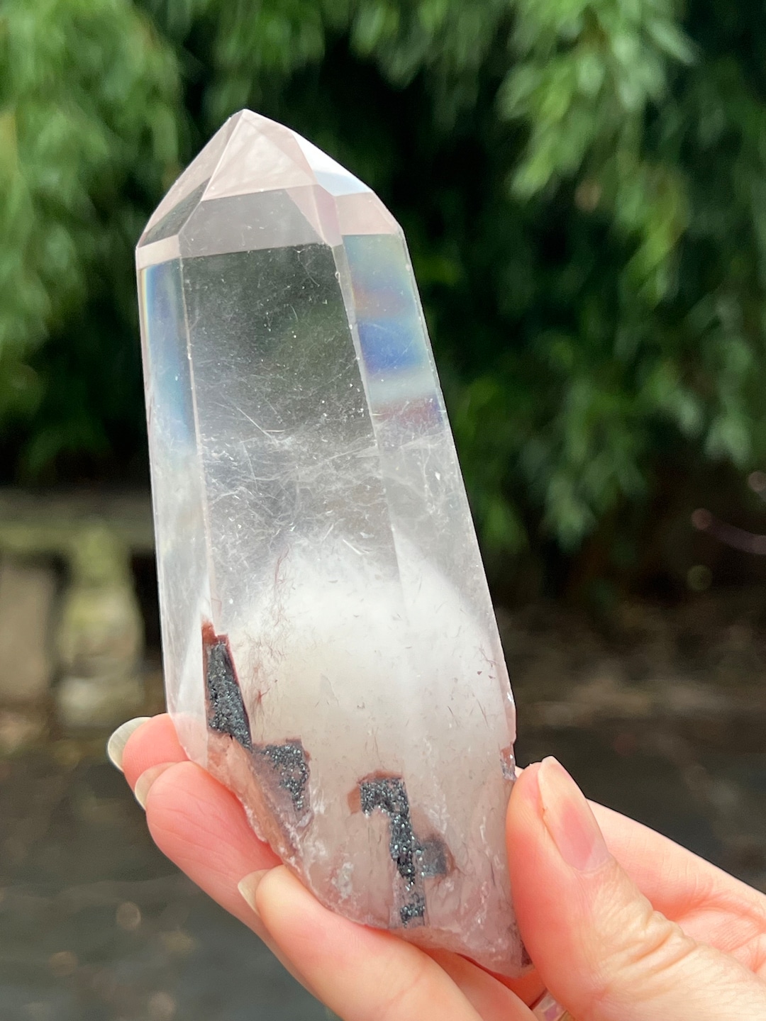 Amphibole Quartz / Angel Wing Phantom Quartz / Hematite Companion Point ...