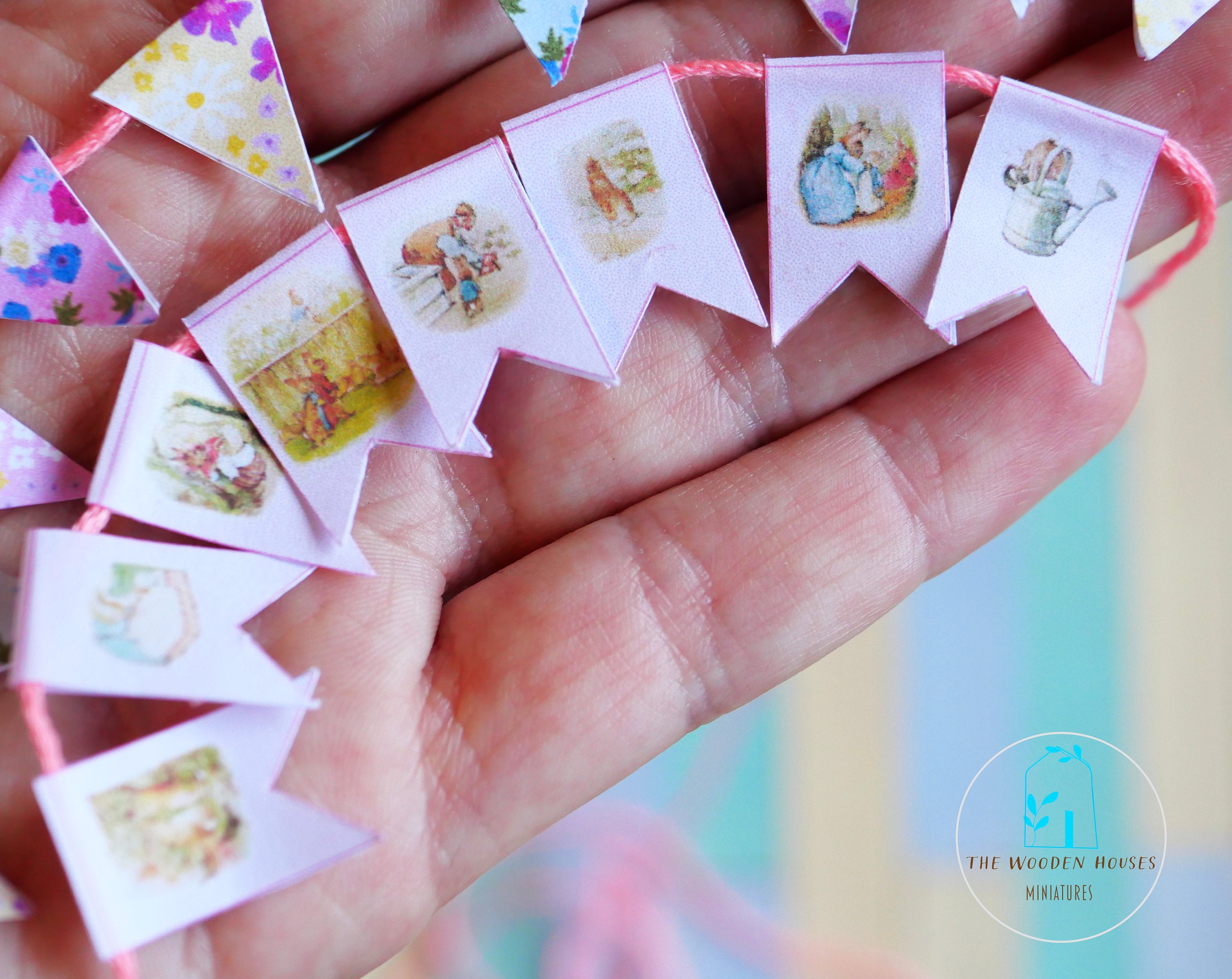 Miniature Bunting Rabbit Printable in 12th Scale for Dollhouse Display ...