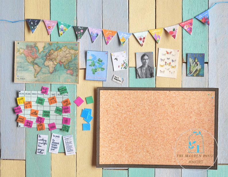 Miniature Cork Board and Calendar Printable Kit in 12th and - Etsy