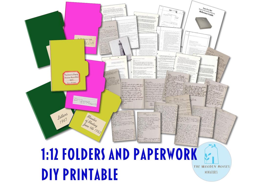 Paperwork and Folders Miniature Printables in 12th Scale - Etsy