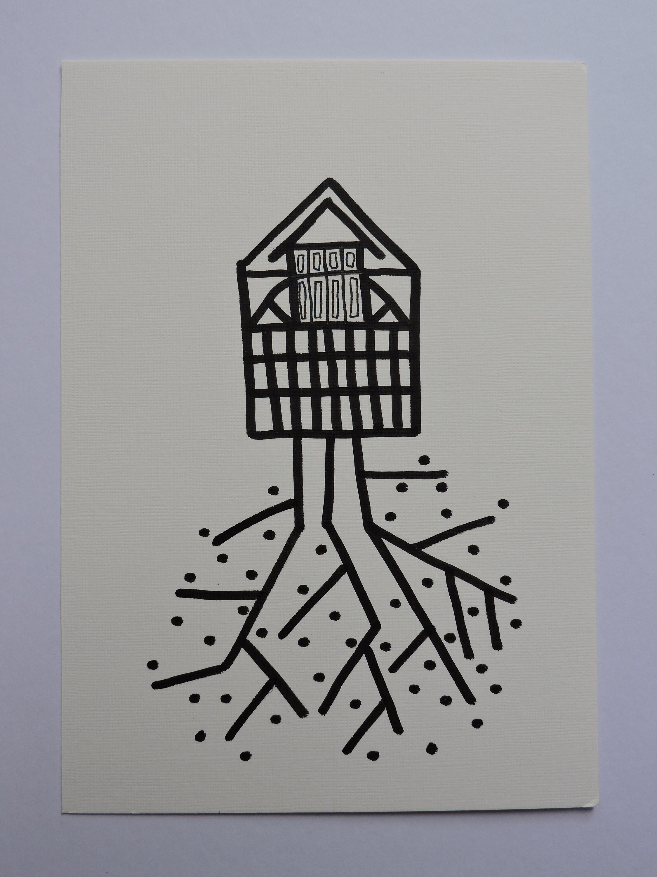 Abstract Modern House With Roots - Etsy