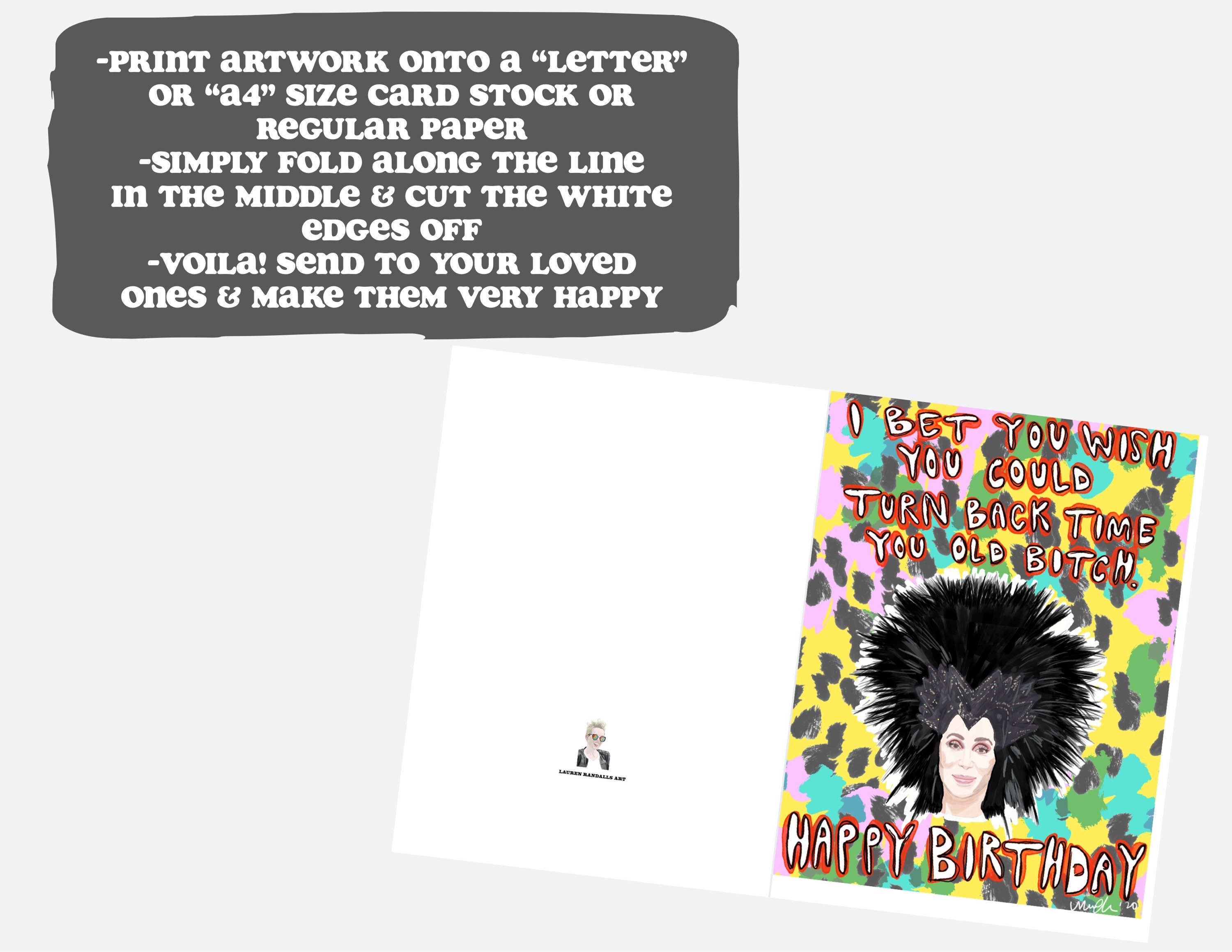 Cher Birthday Card | Etsy