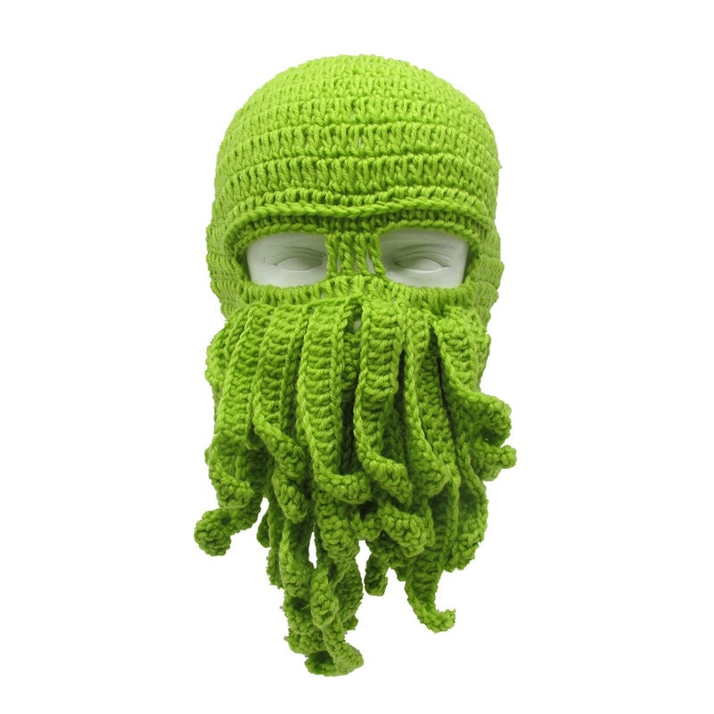 Crochet Men Women Octopus Mask Beard Hat Squid Knit Cosplay | Etsy