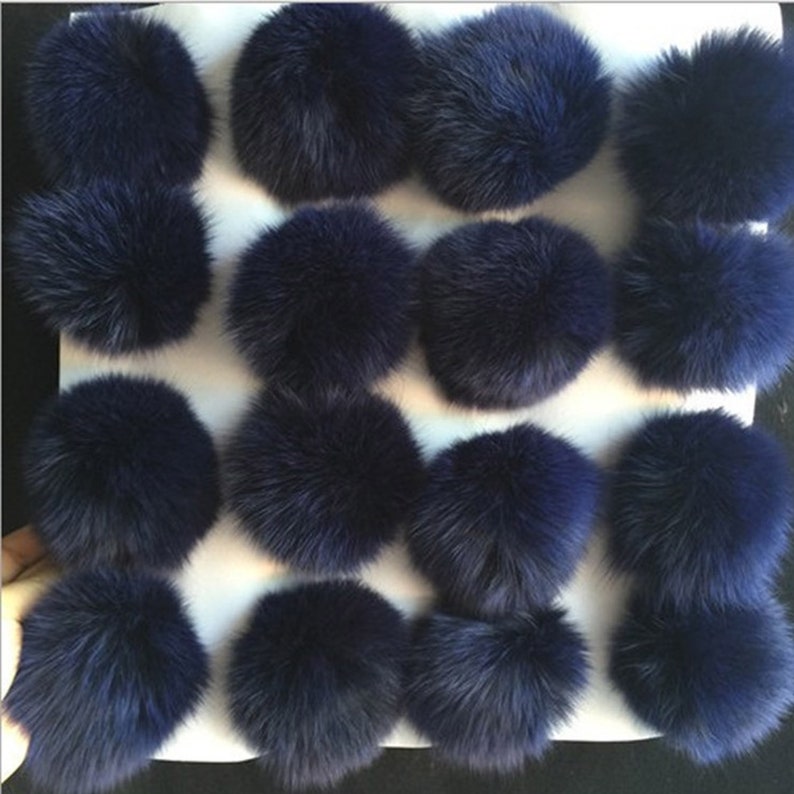 NEW Natural Colorful Real Fox Fur Pom Pom Detachable Genuine | Etsy