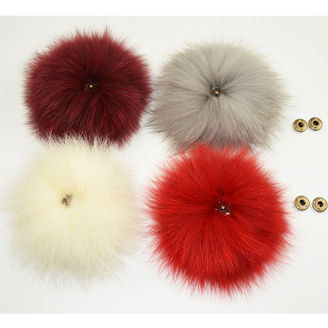 NEW Natural Colorful Real Fox Fur Pom Pom Detachable Genuine - Etsy