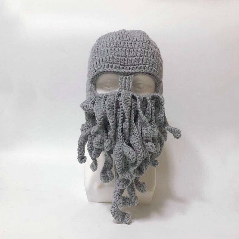 Crochet Men Women Octopus Mask Beard Hat Squid Knit Cosplay - Etsy