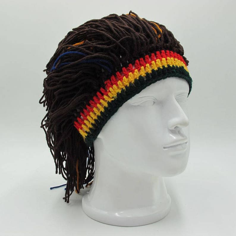 Handmade Mens Rasta Hat With Detachable Beard Jamaica Beanie Etsy