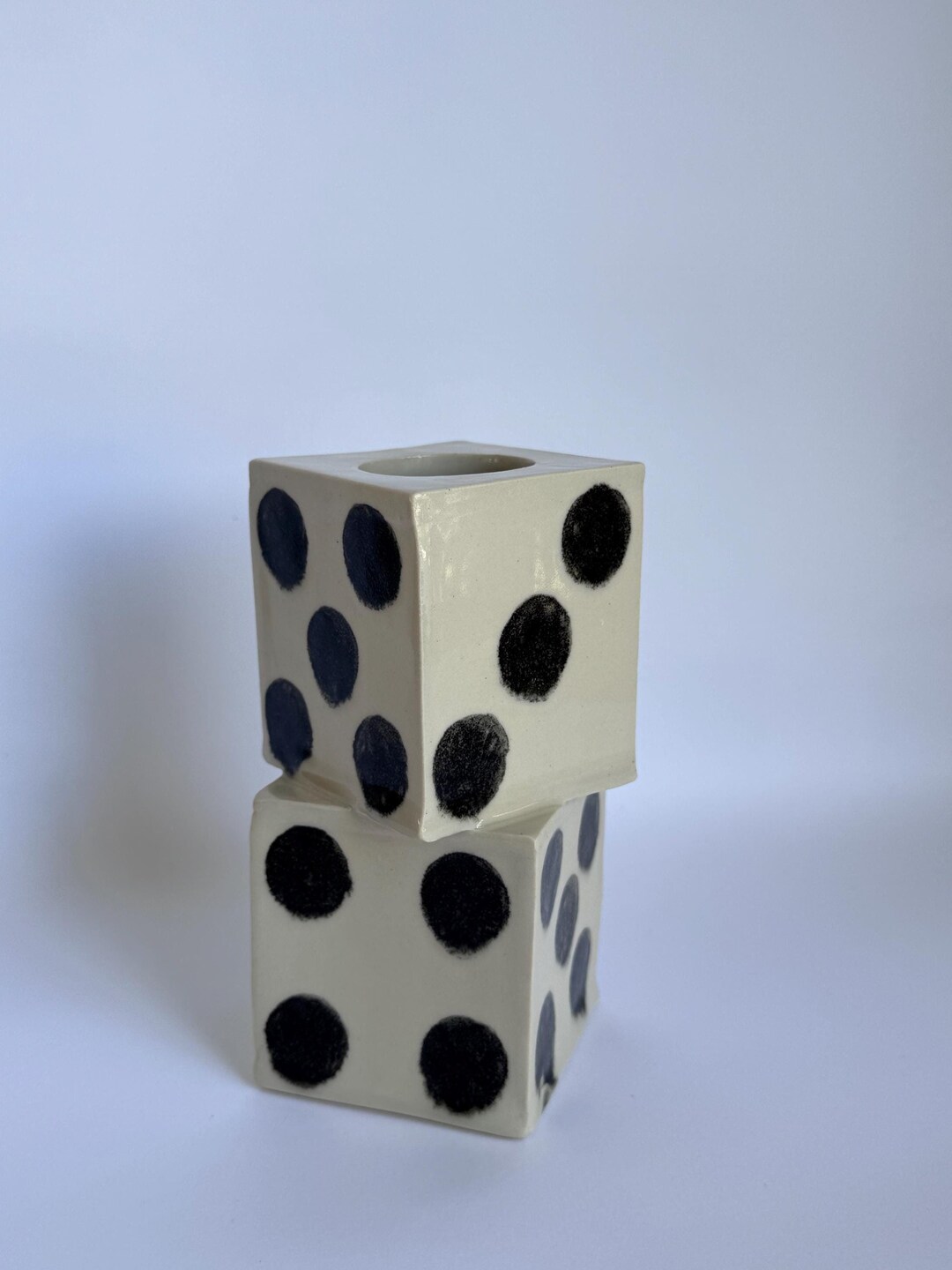 Handmade Ceramic Dice Vase – Black and White Pottery | Unique Gamer ...