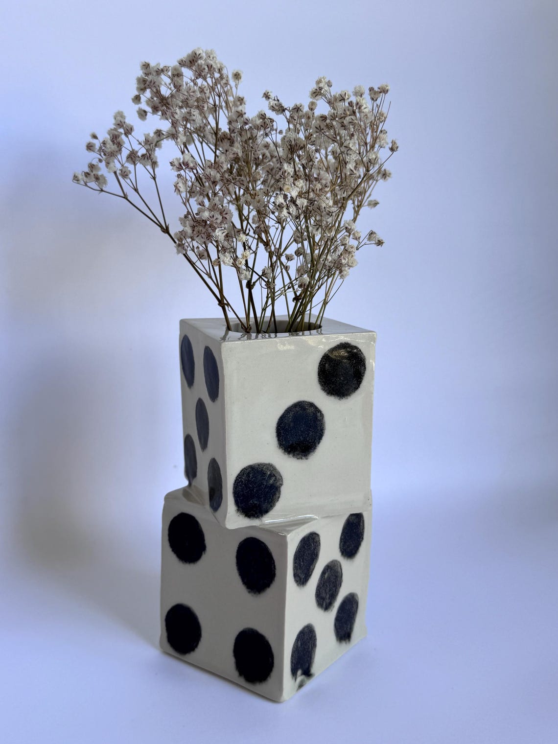 Handmade Ceramic Dice Vase – Black and White Pottery | Unique Gamer ...