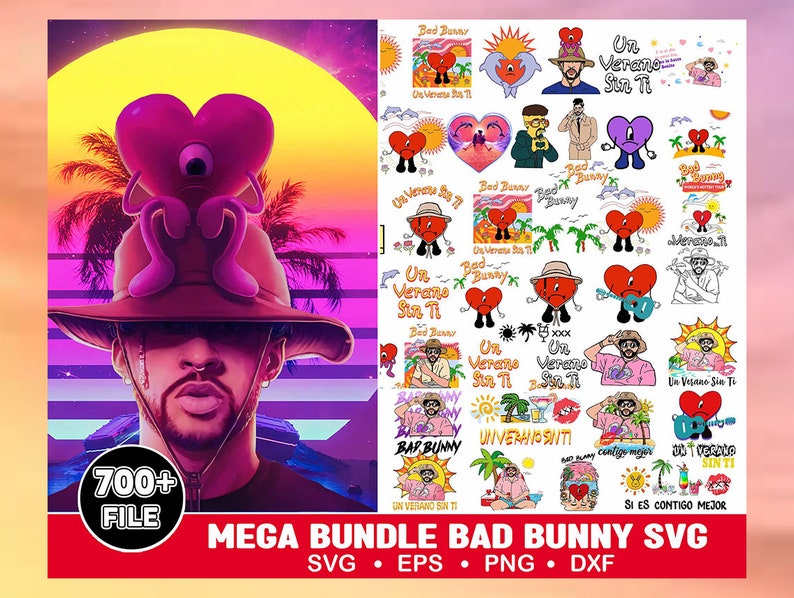 700 Bad Bunny SVG, Bad Bunny PNG Files, Bad Bunny Clipart, Face Svg for ...