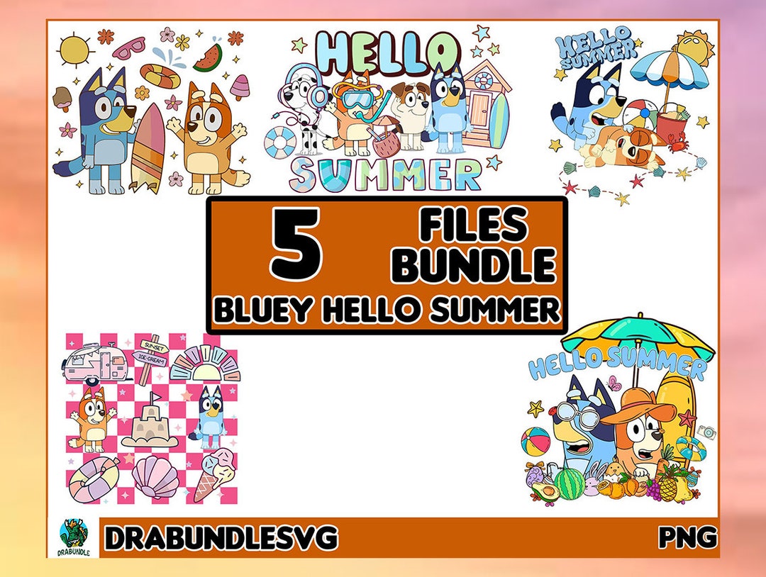 Bluey Summer Png, Bluey Hello Summer Day Png, Family Bluey Png, Bluey ...