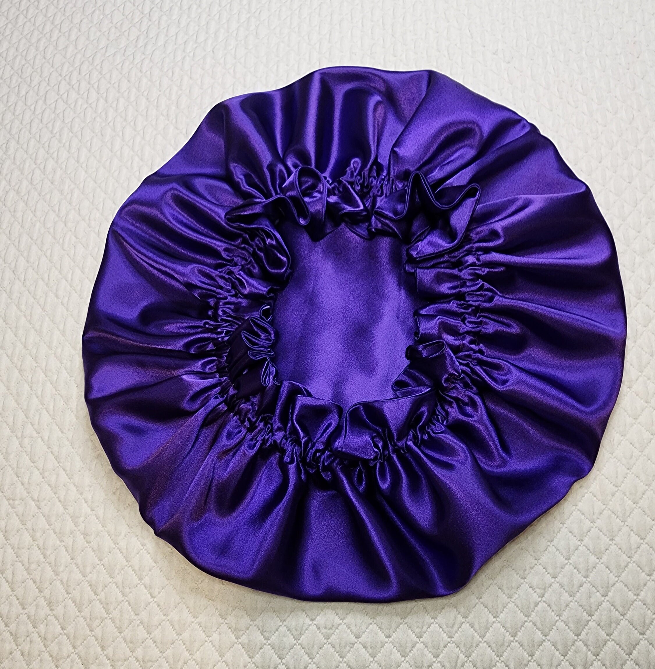 Purple Satin Hair Bonnet, Satin Hair Bonnet, Double-layer Reversible ...