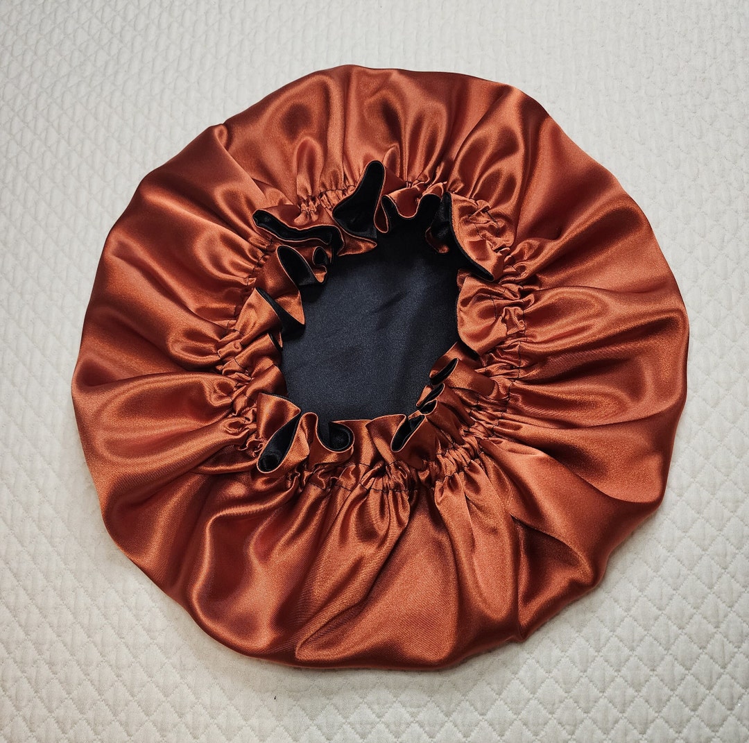 Copper Satin Hair Bonnet, Satin Hair Bonnet, Double-layer Reversible ...