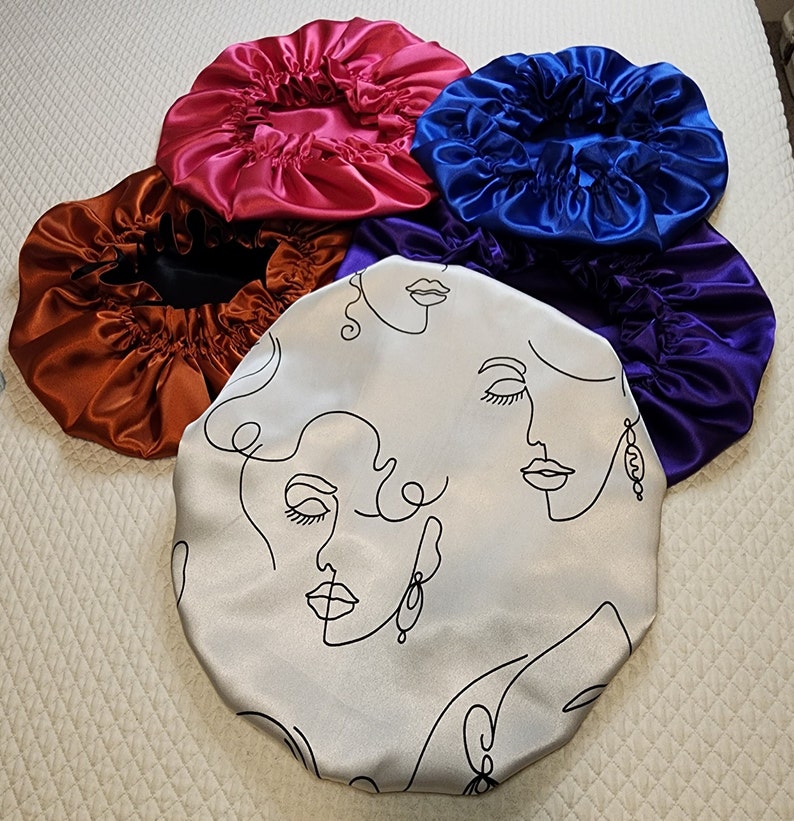 Custom Satin Hair Bonnet, Satin Hair Bonnet, Double-layer Reversible ...