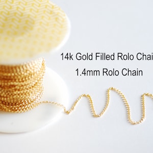 14k Gold Filled Rolo Chain- 1.4mm Unfinished Rolo Chain by Foot 14kt ...