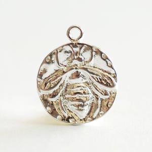 Sterling Silver Bee Charm- 925 Silver Bumblebee, Honeybee, Queen Bee ...