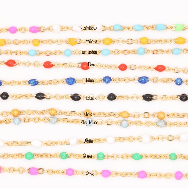 Gold Enamel Color Chain - Etsy