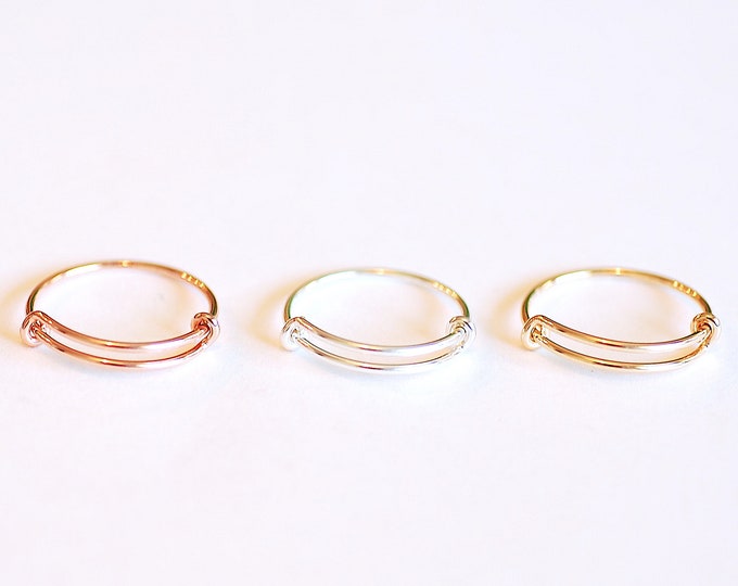 Expandable Wire Ring Personalized With Initial Charm in Silver, Rose ...