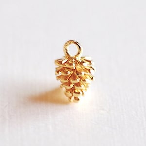 Shiny Vermeil Gold Pinecone Charm- 18k Gold Over Sterling Silver Pine ...