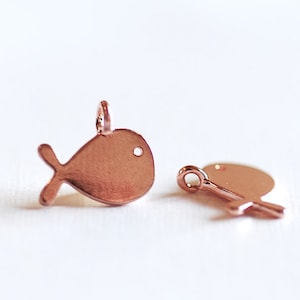Pink Rose Gold Vermeil Fish Charm- 18k Rose Gold Plated Over Sterling ...