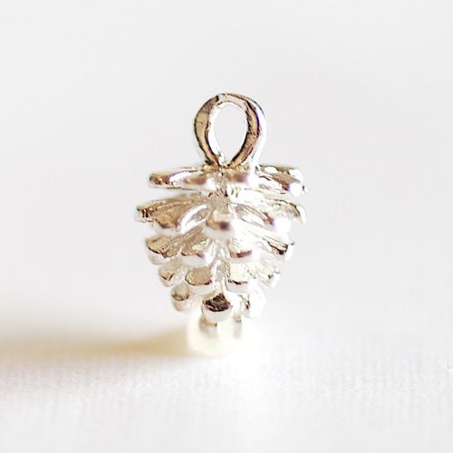 Sterling Silver Pinecone Charm 925 Sterling Silver Pine Cone - Etsy